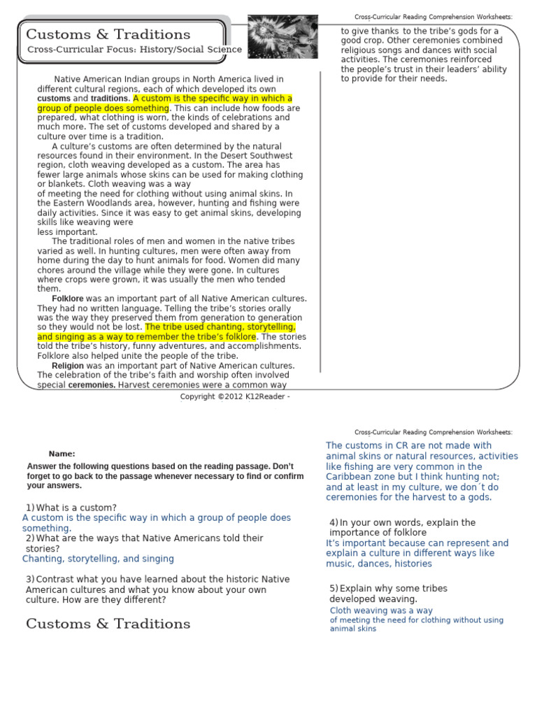 Gr5 Wk3 Customs and Traditions | PDF | Native Americans In The United ...