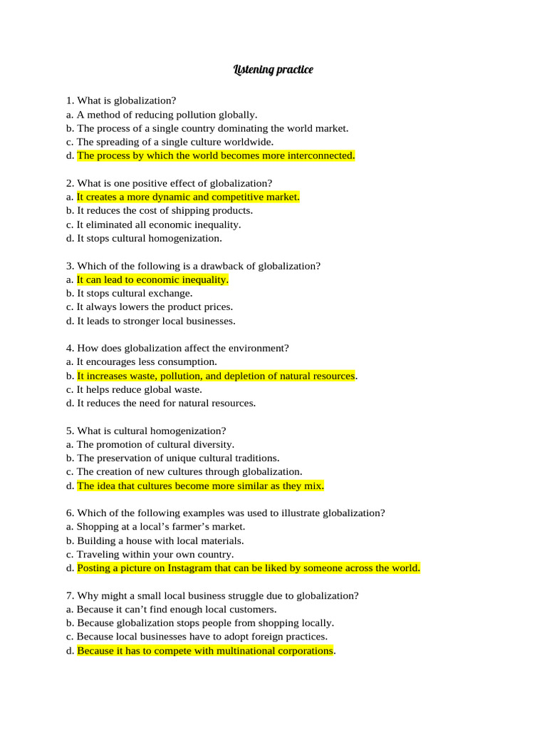 Globalization Practice | PDF | Globalization | Market (Economics)