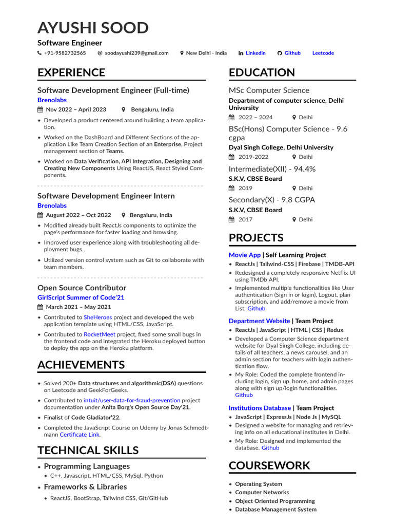 Ayushi_JulyResume23 | PDF | Java Script | Computing