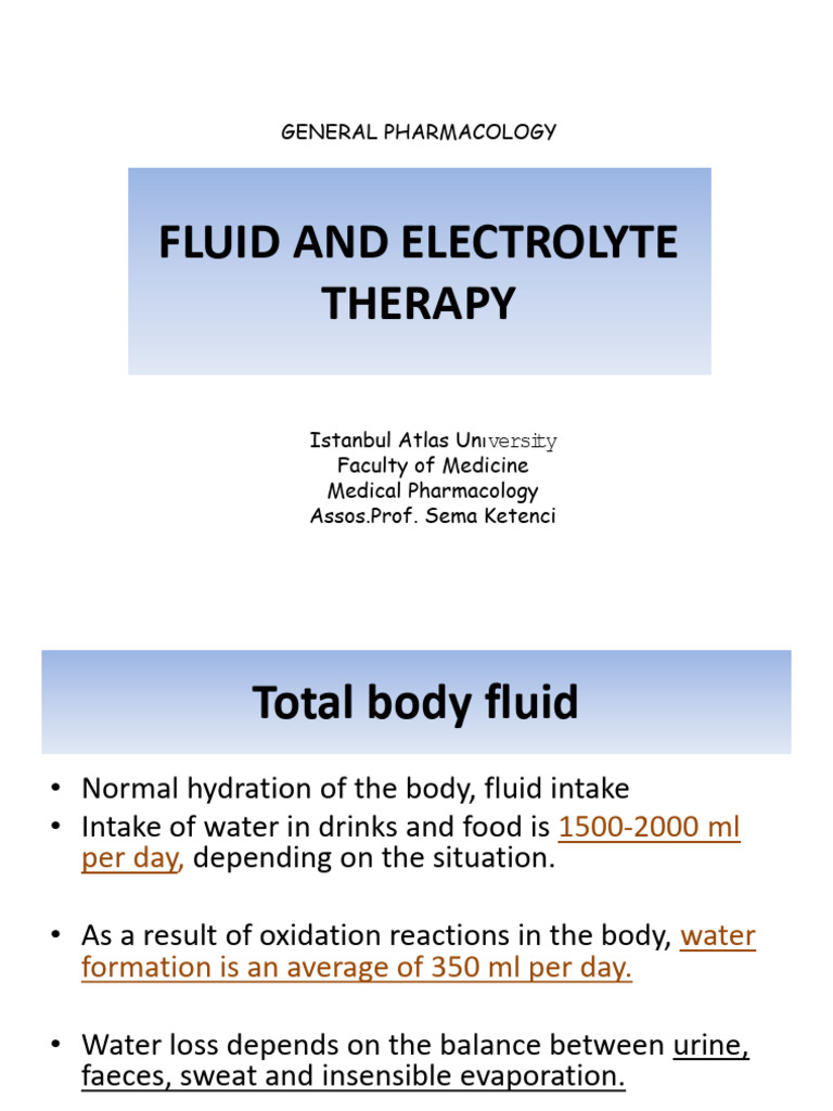 FLUID AND ELECTROLYTE THERAPY - Pharmacology | PDF | Dehydration ...