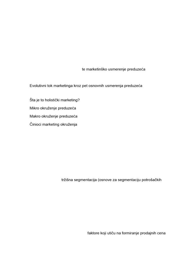 Marketing Menadzment - Ispitna Pitanja 2019 | PDF