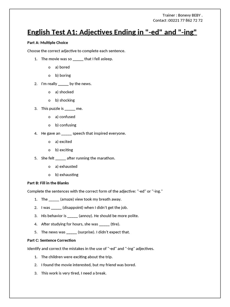 English Test A1 | PDF
