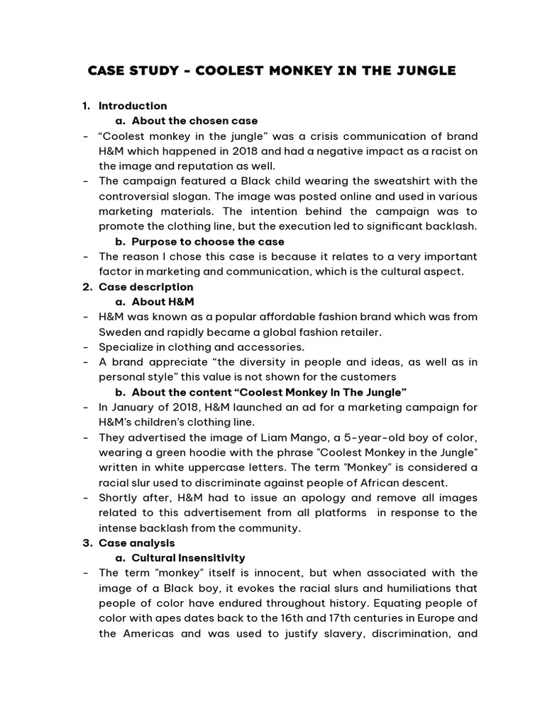 Coolest Monkey in The Jungle - H&M | PDF | Fashion | Brand