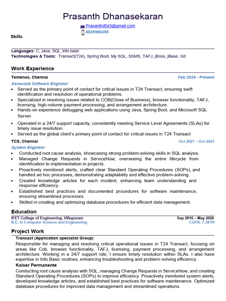 Prasanth_Resume .pdf | PDF | Sql | Databases
