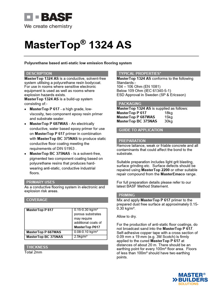 Basf Mastertop 1324as Tds | PDF | Epoxy | Polyurethane