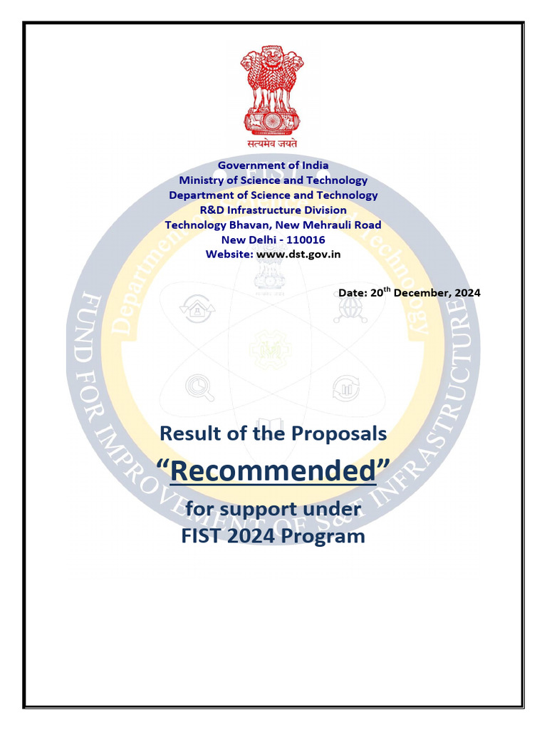 FIST 2024 Program Proposal Results | PDF | Engineering | Physical Sciences
