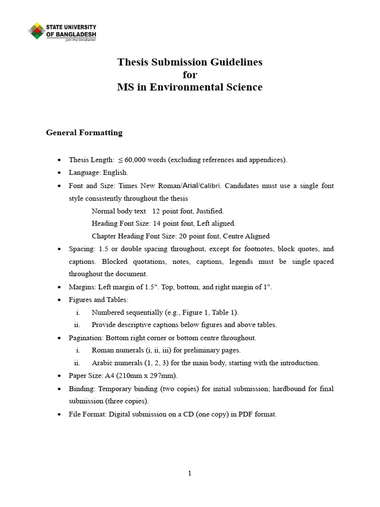 Thesis Submission Guidelines - ES - SUB | PDF | Thesis | Written ...