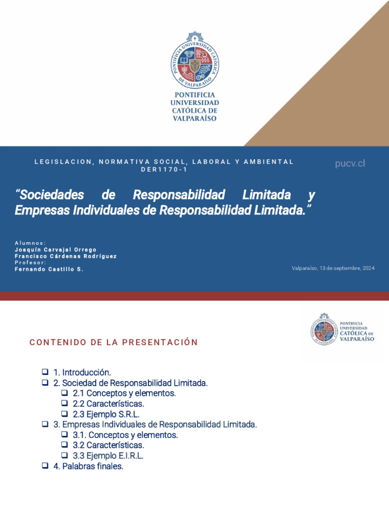 Presentación Sociedades de Responsabilidad Limitada y Empresas Individuales de Responsabilidad ...