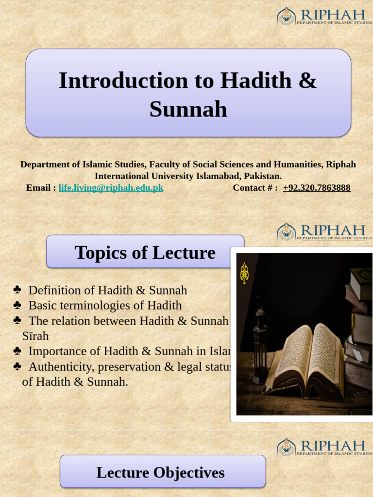 Lecture 1 Intro to Hadith & Sunnah | PDF | Hadith | Prophets And ... Lecture 1 Intro to Hadith & Sunnah | PDF | Hadith | Prophets And ...