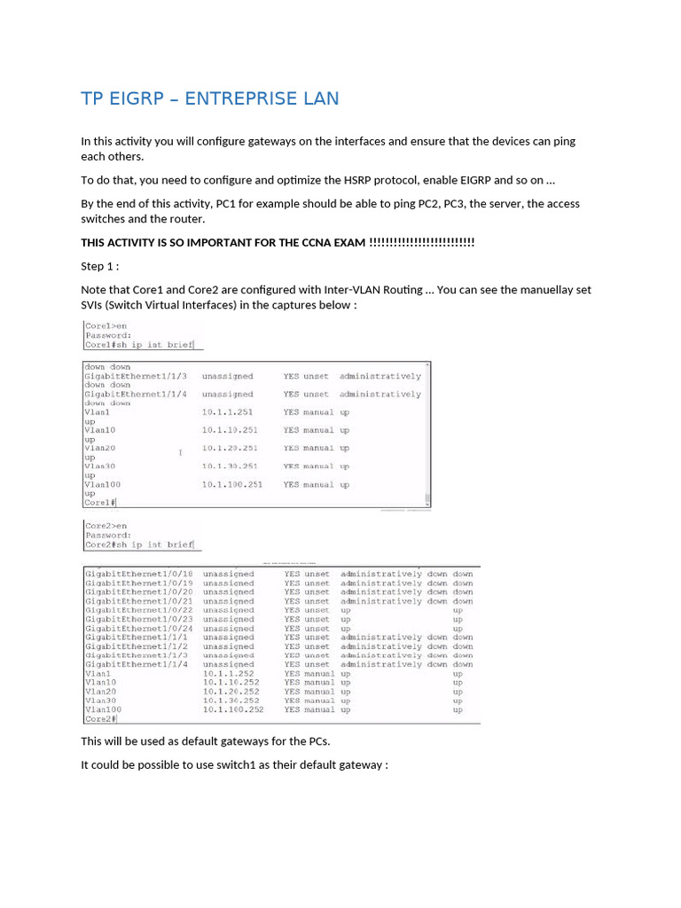 TP EIGRP - Campus Network (CK) | PDF | Router (Computing) | Gateway (Telecommunications)