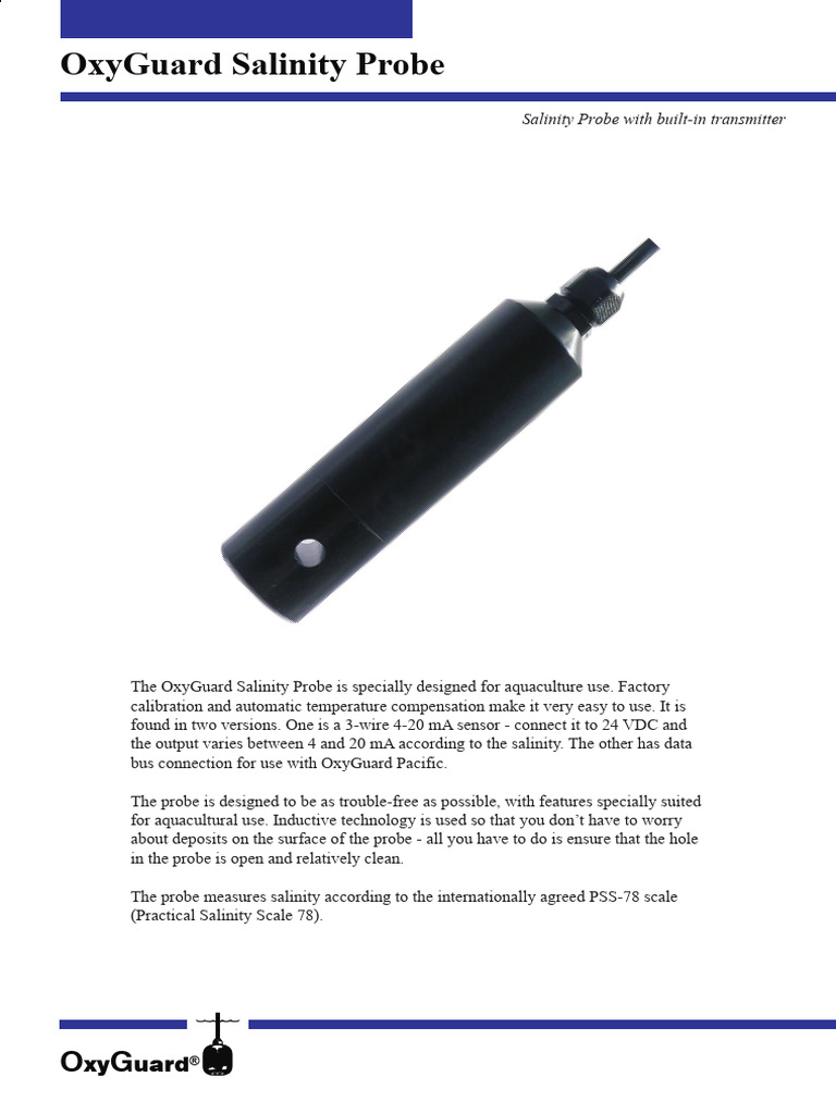 OxyGuard Salinity Probe Overview | PDF | Salinity | Calibration