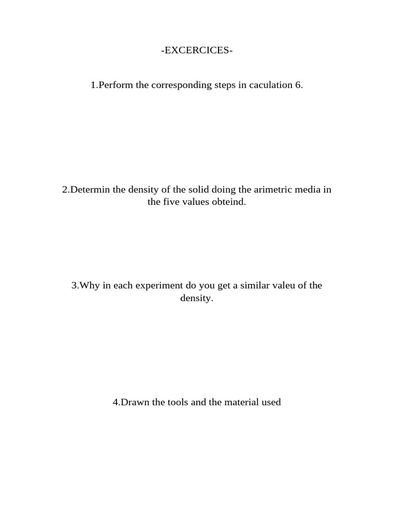 Density Calculation Exercises | PDF