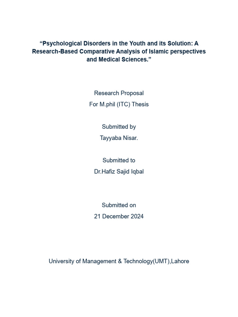 Research Proposal | PDF | Mental Disorder | Cognitive Behavioral Therapy