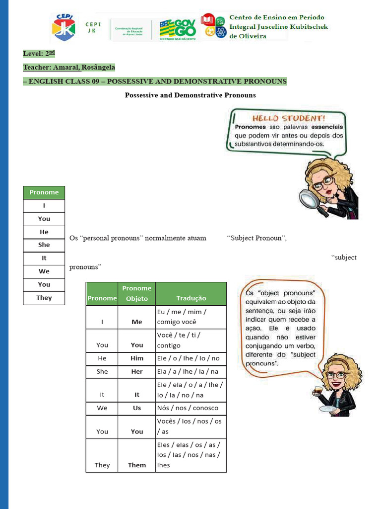 English Class 9 Possessive and Demonstrative Pronouns 2 Série | PDF ...