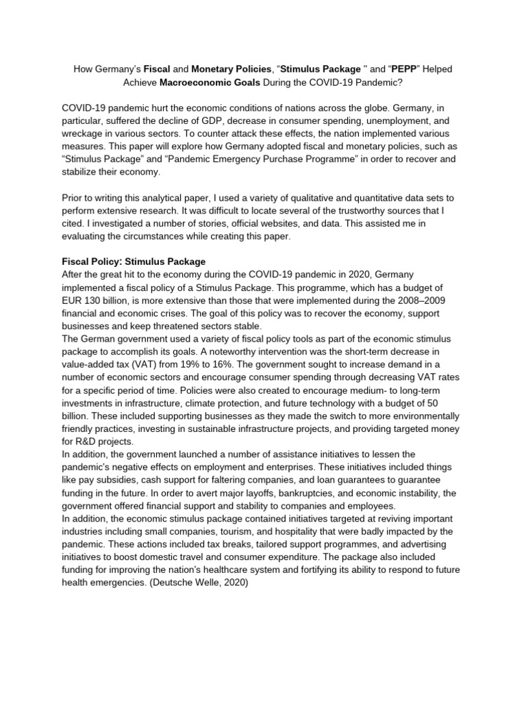 How Germany's Fiscal and Monetary Policies, "Stimulus Package" and ...