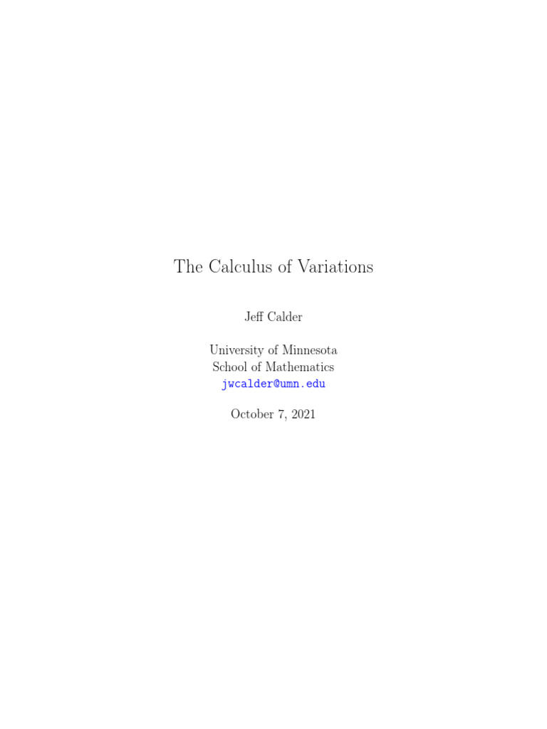 Calculus of Variations | PDF | Calculus Of Variations | Partial ...