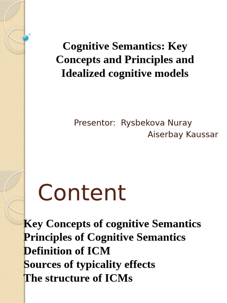 Cognitive Semantic and Idealized Cognitive Models | PDF | Semantics | Concept