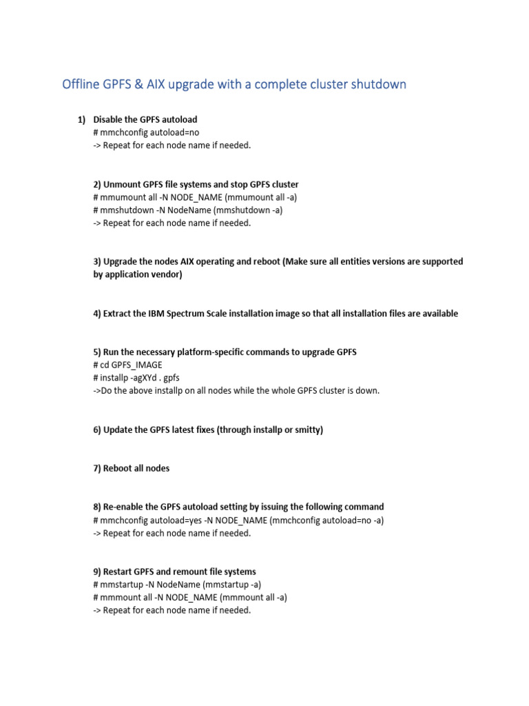 Offline GPFS & AIX Upgrade | PDF Offline GPFS & AIX Upgrade | PDF