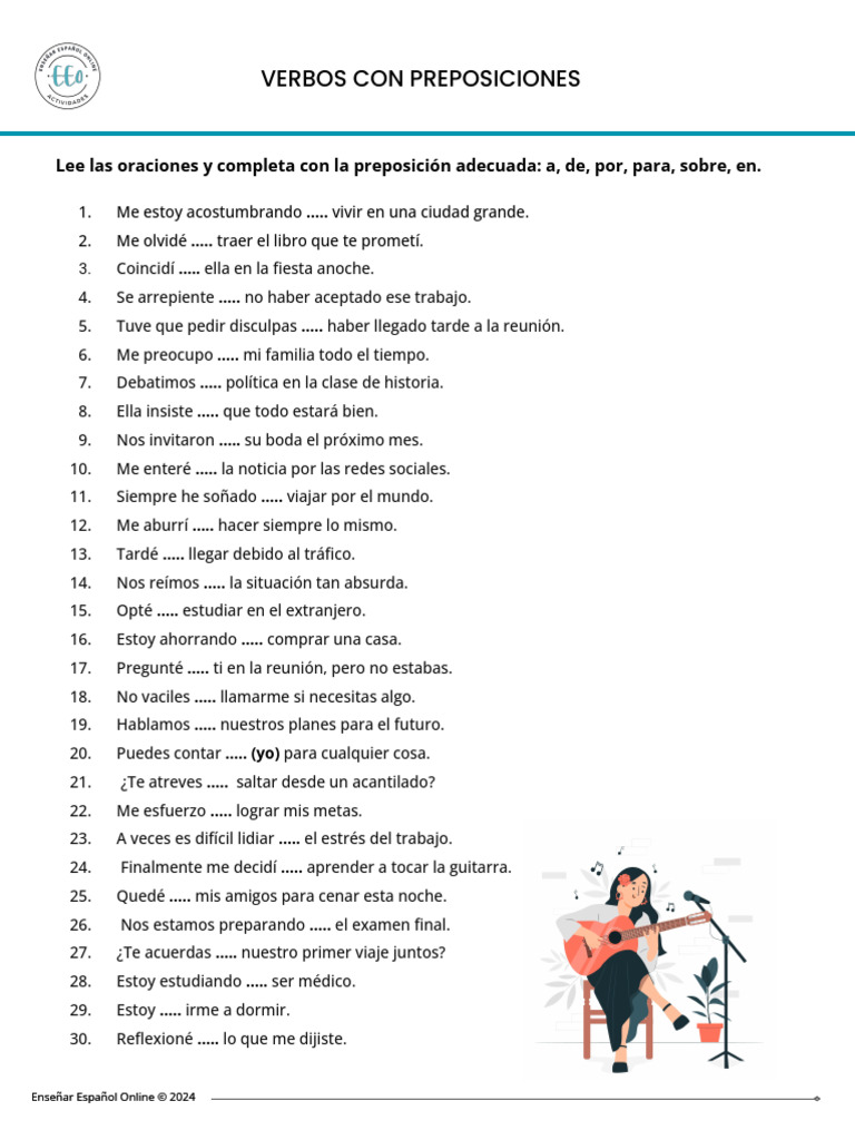 Verbos con preposiciones | PDF