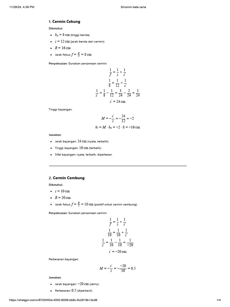Jawaban Soal Gelombang Optika | PDF