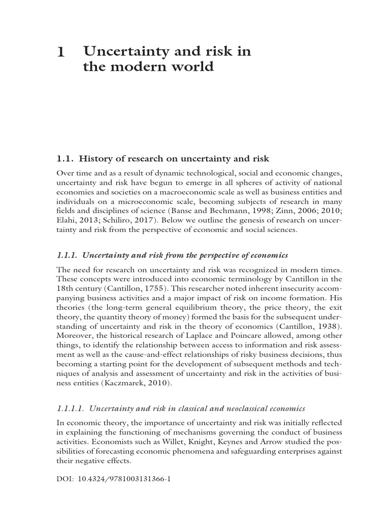History of Uncertainty and Risk Research | PDF | Risk | Economics