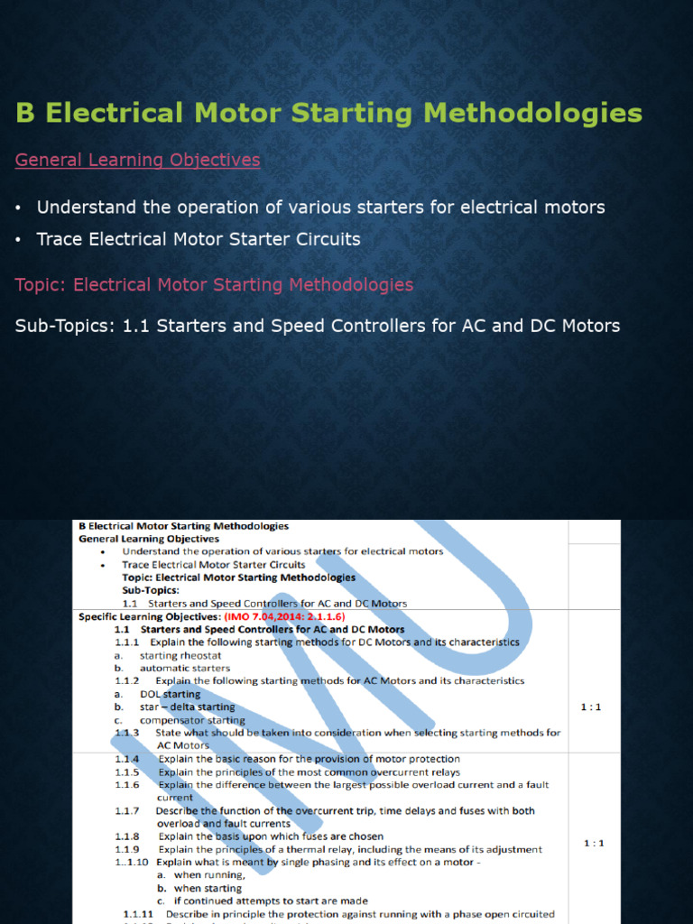 B.electrical Motor Starting Methodologies. | PDF | Electric Motor | Relay