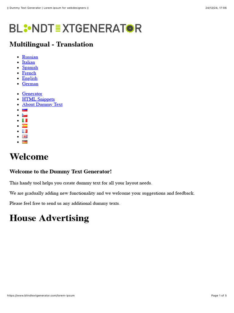 Dummy Text Generator - Lorweweem Ipsum For Webdesigners | PDF | Web ...