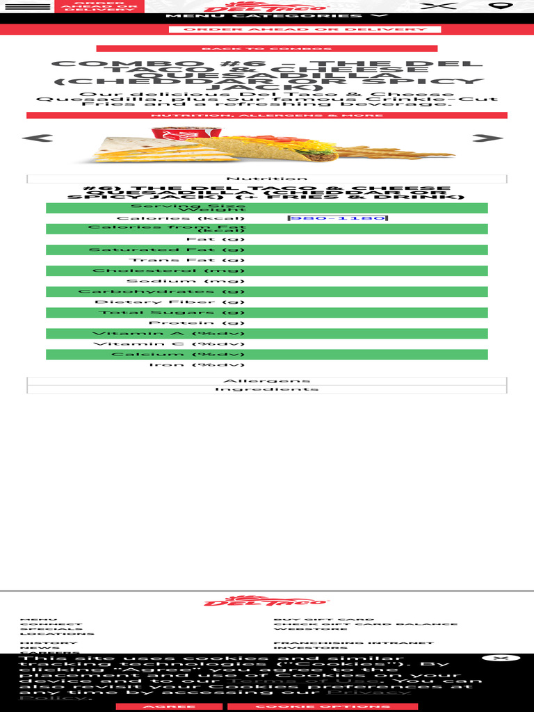 Del Taco - Food - Combos | PDF
