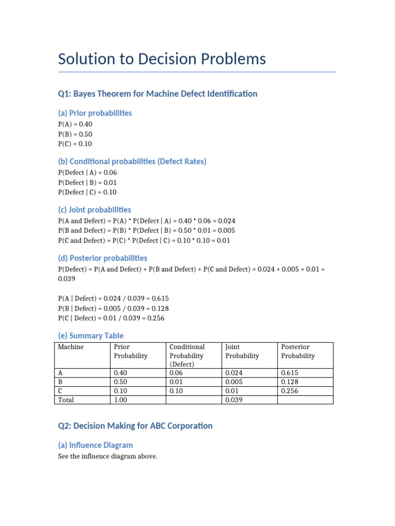 ABC_Decision_Problem_Solutions | PDF | Economics Of Uncertainty ...