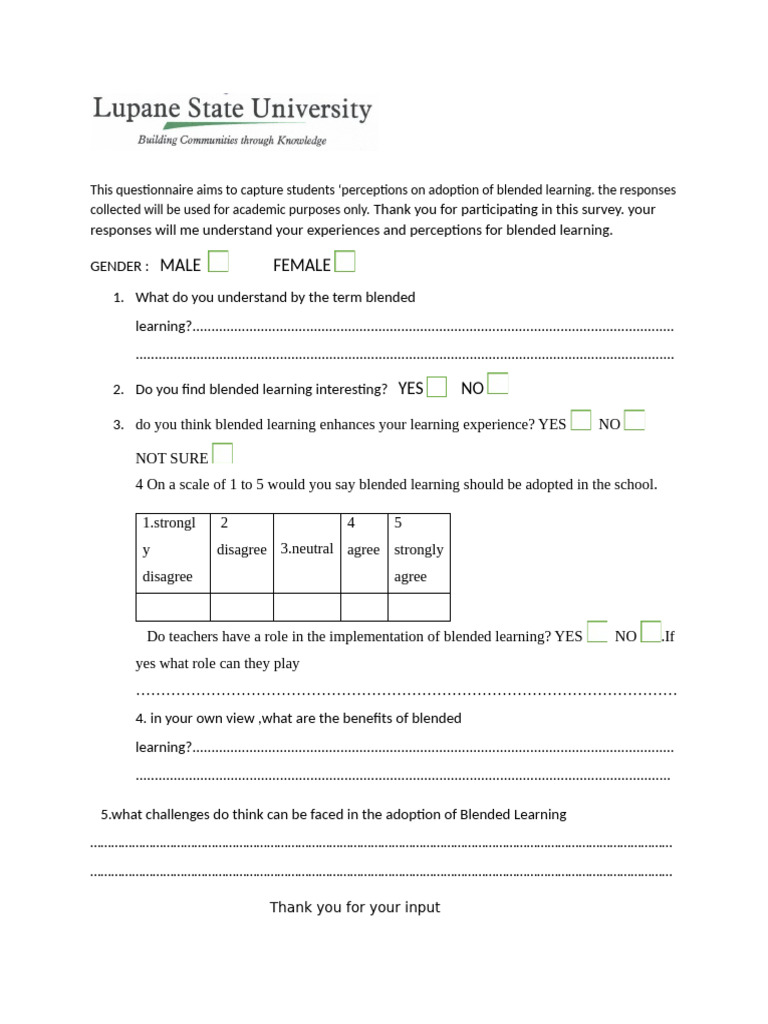 Reasearch Questionnaire Final | PDF | Learning | Cognition
