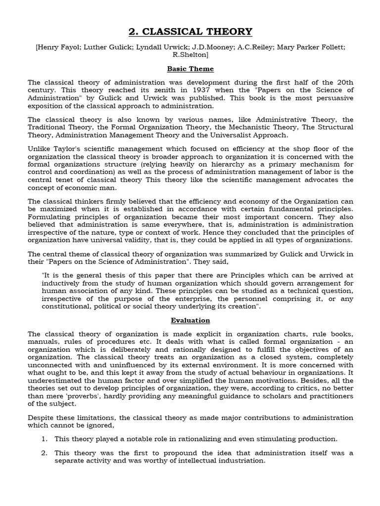 Classical Theory of Administration Explained | PDF | Business
