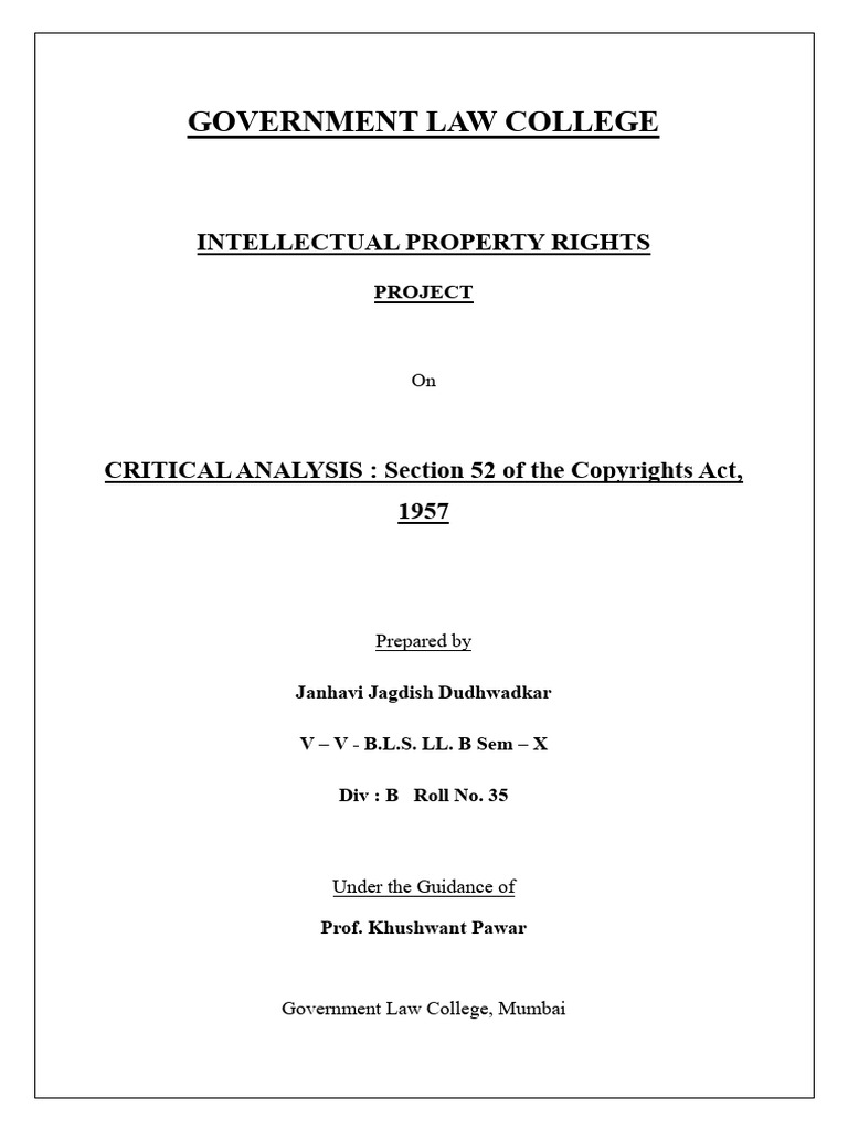 Janhavi D B-35 IPR 2 | PDF | Fair Dealing | Copyright Janhavi D B-35 IPR 2 | PDF | Fair Dealing | Copyright