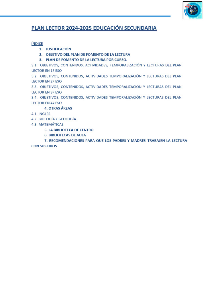 Plan Lector Secundaria 2024 | PDF | Narración