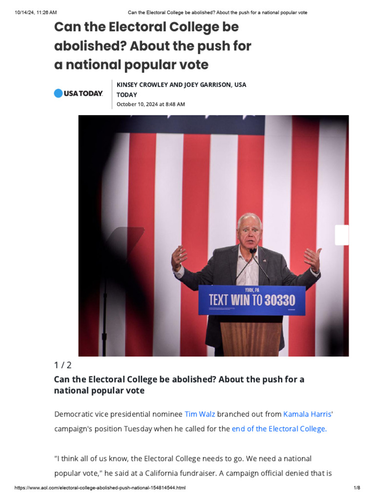 Can The Electoral College Be Abolished - About The Push For A National ...