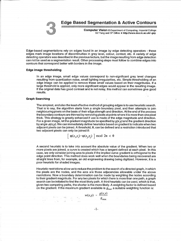 Edge Based Segmentation and Active Contours | PDF
