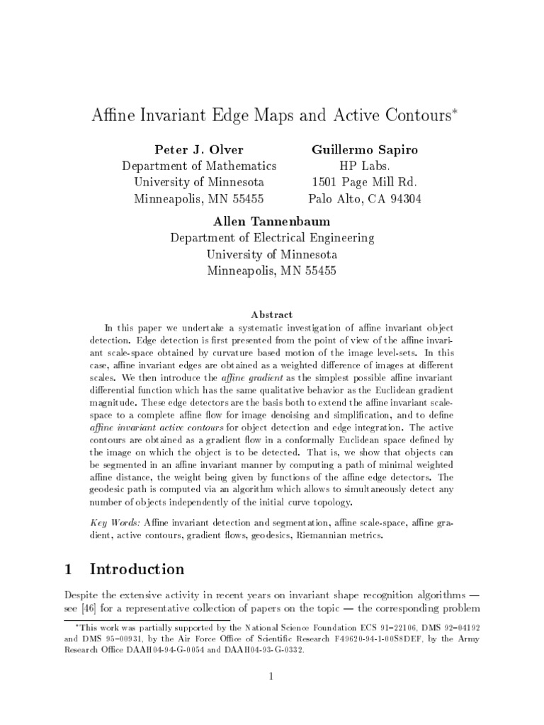 Affine Invariant Edge Maps and Active Contours | PDF | Mathematical Analysis | Mathematics