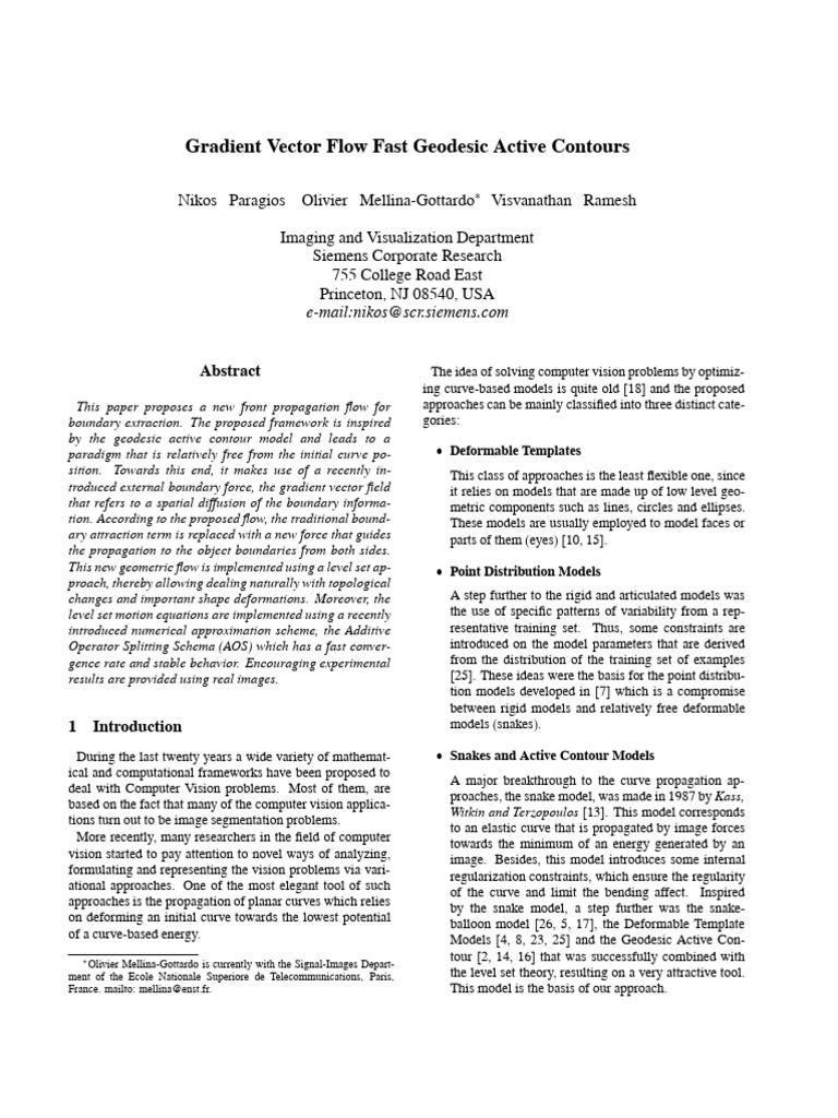 Gradient Vector Flow Fast Geodesic Active Contours | PDF | Image ...