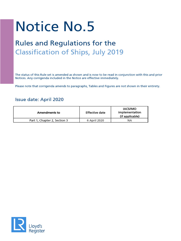 Notice No.5 Rules and Regulations for the Classification of Ships July ...