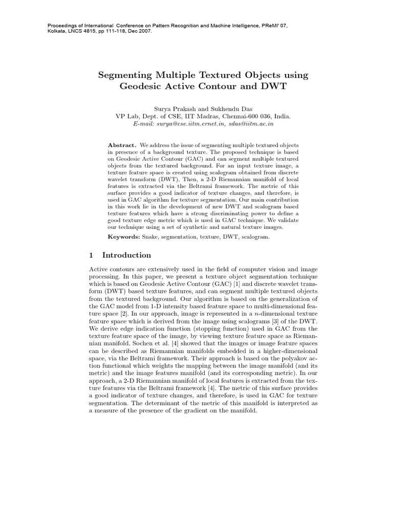 Segmenting Multiple Textured Objects Using Geodesic Active Contour And