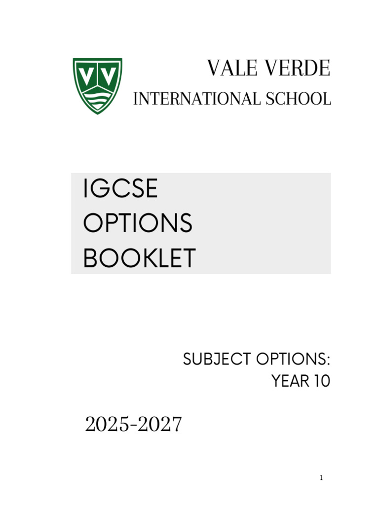 IGCSE Option Booklet 2025-2027 | PDF | Learning | Chemistry