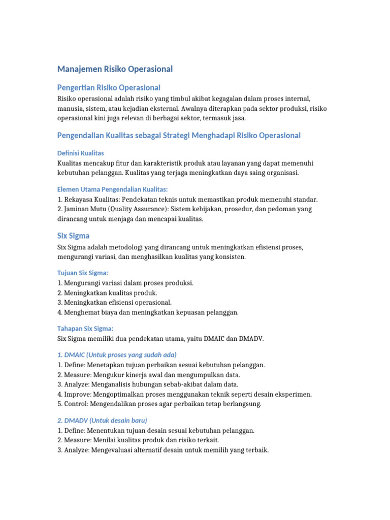 Manajemen Risiko Operasional | PDF
