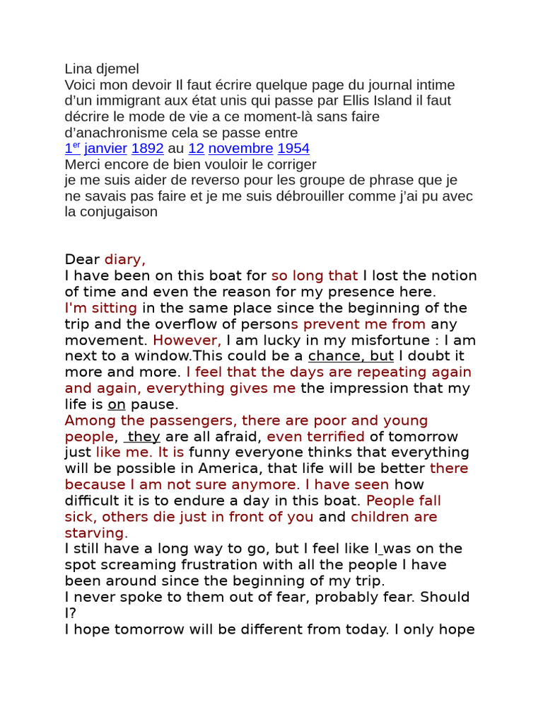 Lina djemel travail d'anglai ellis island | PDF