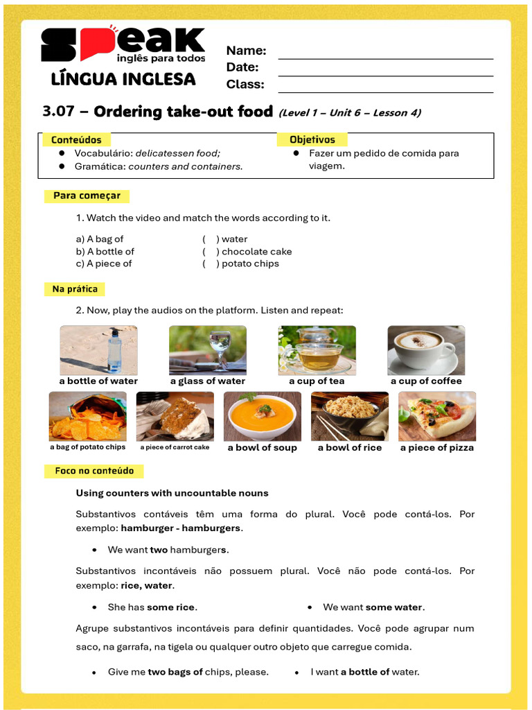 Como Pedir Comida para Viagem em Inglês | PDF | Linguística