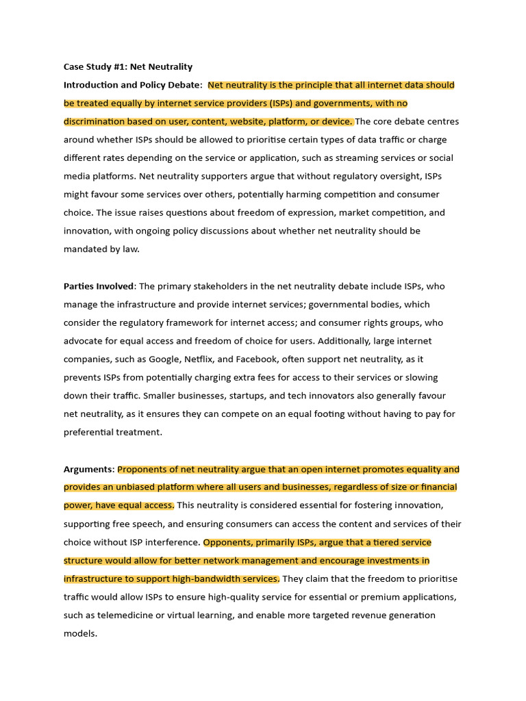 Case Study Summaries | PDF | Net Neutrality | Taxes