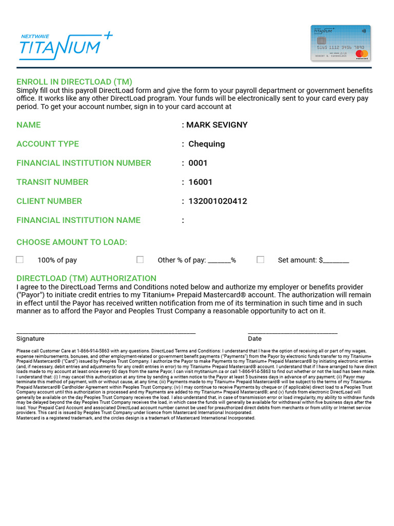 directDepositForm | PDF | Debit Card | Payments
