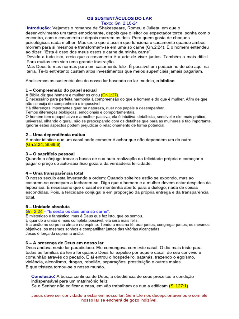 OS SUSTENTÁCULOS DO LAR | PDF | Deus