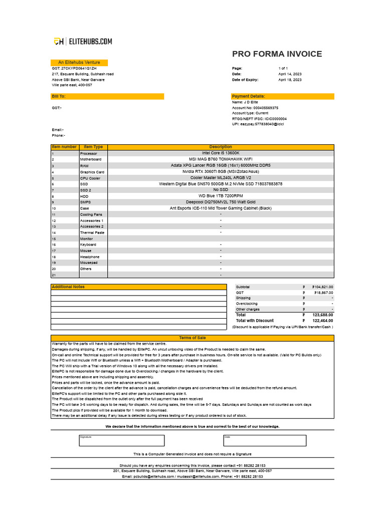 Elitehubs - PC Quotation | PDF | Personal Computers | Microcomputers Elitehubs - PC Quotation | PDF | Personal Computers | Microcomputers