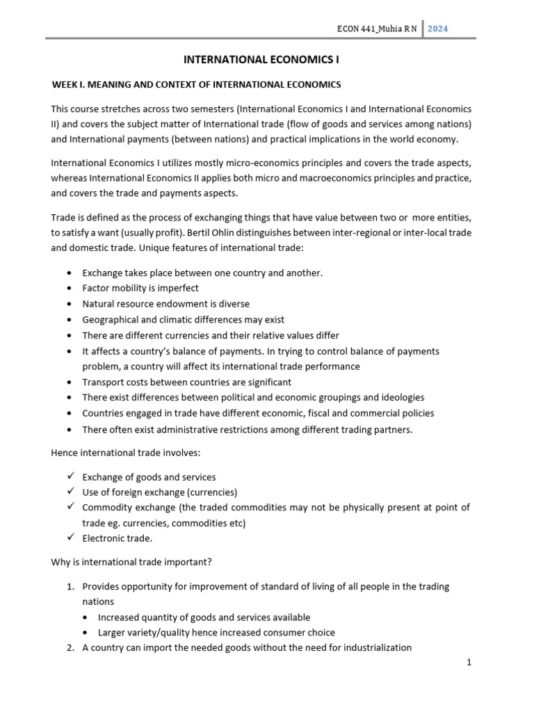 ECON 441 - Introduction Notes and Task - 2024 | PDF | Economics ...