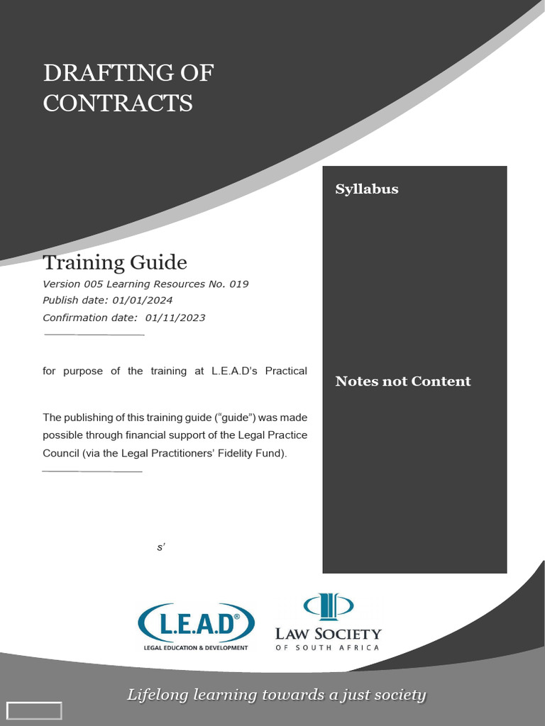 Drafting of Contracts - 2024 Training Manual | PDF | Credit | Finance & Money Management