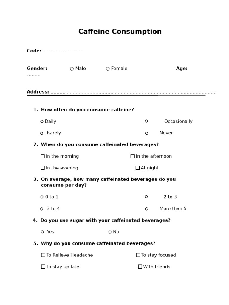 Caffeine Consumption Survey 2 | PDF